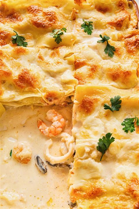 Seafood Lasagna With Crab Shrimp Scallops And Calamari Vikalinka
