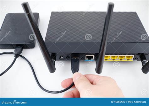 Router With Backup Storage Disk Stock Image Image Of Online Dlna 46656435