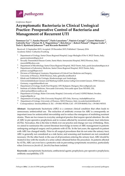 Pdf Asymptomatic Bacteriuria In Clinical Urological Practice