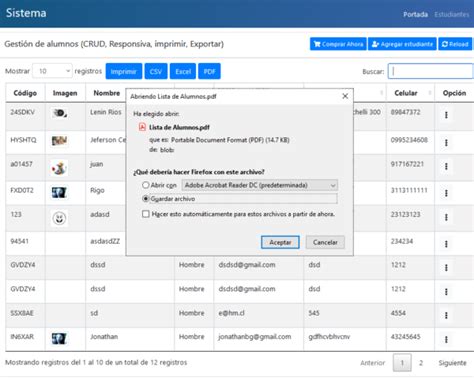 Datatables Pdo Serverside Exportar Y Sweetalert2 Baulphp