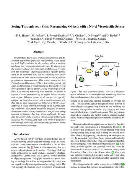 Seeingthroughyourskinrecognizingobjectswith Pdf Somatosensory System Sensor
