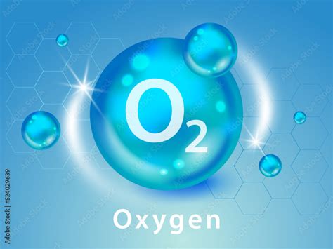 Oxygen O2 Molecule Models Blue Background Vector Illustration Oxygen Cosmetics Ecology And