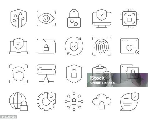 Digital Security Thin Line Icons Stock Illustration Download Image Now Security Security