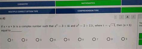 if x a b i is a complex number such that x { 2 } 3 4 i