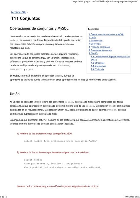 Pdf De Programación Lecciones Sql T11 Conjuntos