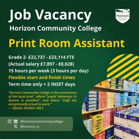 Horizon Community College On Linkedin Were Hiring Print Room Assistant Find Out More By Visiting Horizon Community College On Linkedin Were Hiring Print Room Assistant Find Out More By Visiting