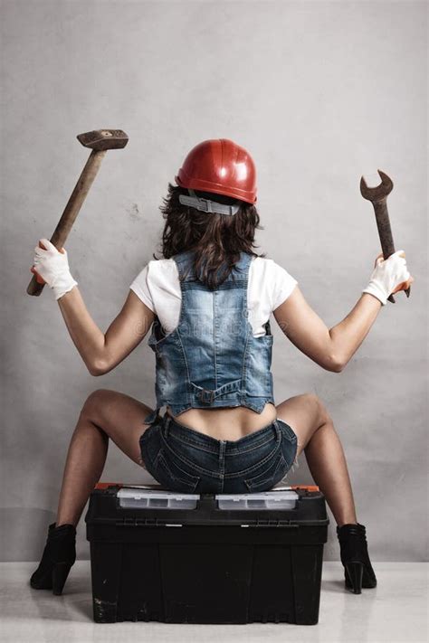 Girl Mechanic Working Tools Back Stock Photos Free Royalty Free Stock Photos From Dreamstime