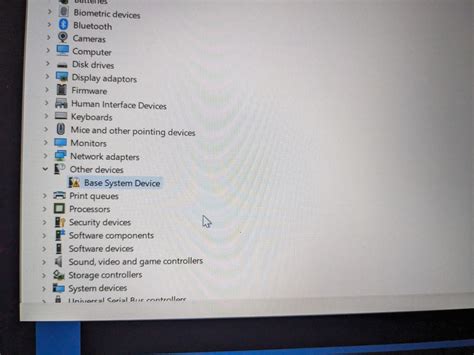 updating the driver showing error base system device hp support