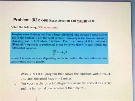 Solved Problem 02 Ode Exact Solution And Matlab Code