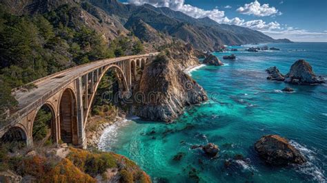 Bixby Bridge California Coastline Highway 1 Scenic Route Arch Bridge
