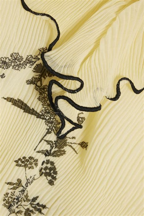 Ganni 러플 장식 플로럴 프린트 플리세 시폰 탑 최대 70 세일 The Outnet