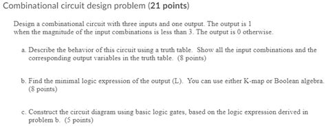 Solved Combinational Circuit Design Problem 21 Points