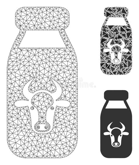 Cow Milk Vector Mesh Carcass Model And Triangle Mosaic Icon Stock Vector Illustration Of