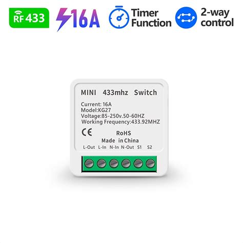 433mhz Rf Wireless Remote Control Switch Ac 110v 220v 16a Mini Relay