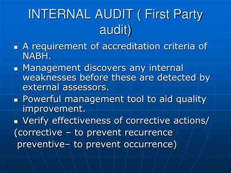PPT QUALITY NABH INTERNAL AUDIT PowerPoint Presentation Free Download ID