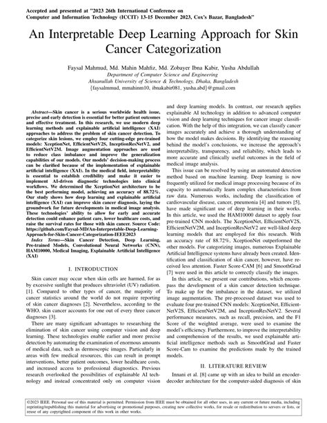 Pdf An Interpretable Deep Learning Approach For Skin Cancer Categorization