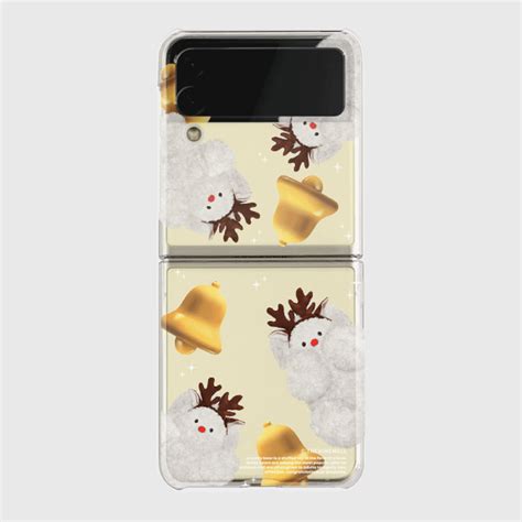 더나인몰 패턴 루돌프뽀꾸 Z플립 클리어하드케이스 폰케이스 핸드폰케이스 갤럭시케이스 플립폰케이스 제트플립 1 2 3 4 플립5 4 Z Flip Case 커플 친구 우정 생일