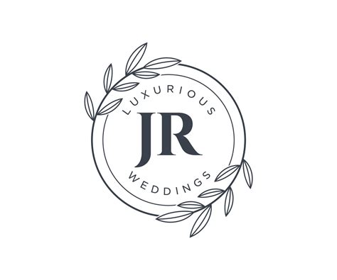 Jr Initials Letter Wedding Monogram Logos Template Hand Drawn Modern