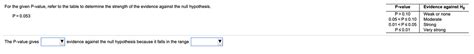 answered for the given p value refer to the… bartleby