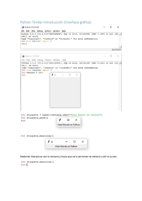 Lab 14 Tkinter Python Tkinter Introducción Interface Gráfica Podemos Interactuar Con La