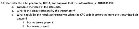 Solved Consider The 5 Bit Generator 10011 And Suppose That The