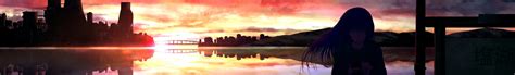 5680x832 Resolution Anime Girl In Sunset 5680x832 Resolution Wallpaper