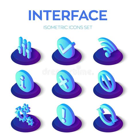 Interface Icons Set User Interface 3d Isometric Icons For Mobile And Web Stock Illustration