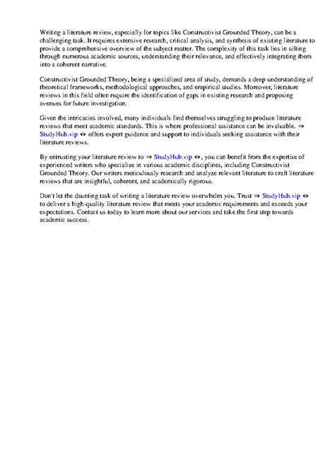 Constructivist Grounded Theory Literature Review Writing A Literature Review Especially For