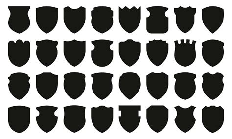 방패 실루엣 아이콘입니다 다양한 모양의 중세 검은색 실루엣 보안 및 권위 전령 기호 빈 보호 레이블 벡터 격리 집합 0명에 대한 스톡 벡터 아트 및 기타 이미지 Istock