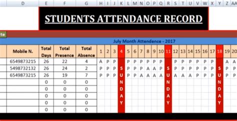 Attendance Sheet In Excel