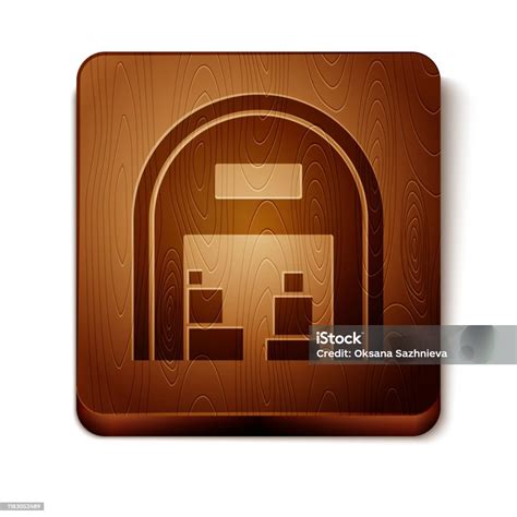 흰색 배경에 격리 된 갈색 창고 아이콘입니다 나무 사각형 버튼입니다 벡터 일러스트레이션 0명에 대한 스톡 벡터 아트 및 기타 이미지 0명 건설 산업 목재 재료