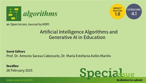 Algorithms Mdpi On Linkedin Specialissue Ai Education Algorithms Callforpapers