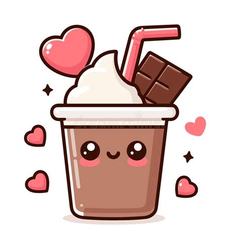 Cute Kawaii Milkshake With Chocolate And Whipped Cream Vector