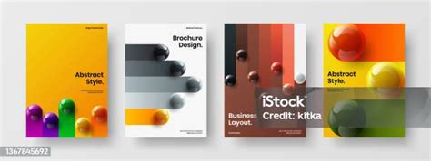 여러 가지 빛깔의 3d 공 핸드빌 템플릿 번들 격리 된 회사 브로셔 A4 디자인 벡터 개념 세트 A4 용지에 대한 스톡 벡터 아트 및 기타 이미지 Istock