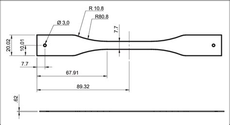 Technical Drawing Of The Tensile Test Specimen All Dimensions Are In