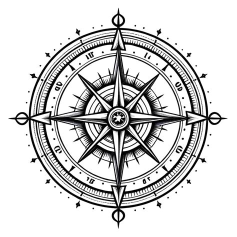 Premium Vector Compass Vector Tattoo Black And White Compass