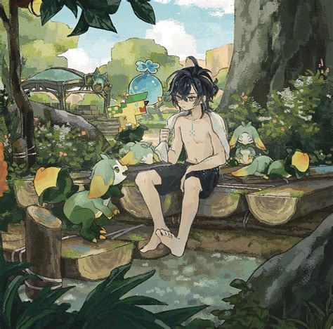 Kinich Ajaw And Yumkasaurus Genshin Impact Drawn By Hishida Koko