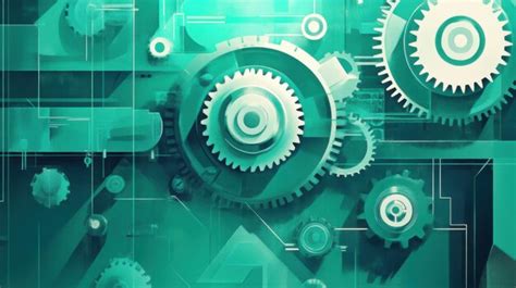 Abstract Green Gears Interlocked Symbolizing Technology And Engineering