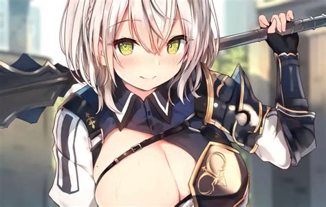 Wallpaper Girl Sexy Cleavage Pink Hair Boobs Anime Beautiful