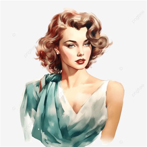 Vintage Fashion Illustration Model Watercolor Ai Generated Clipart Vintage Glamour Fashion