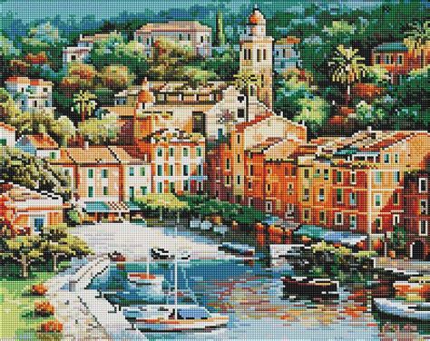 Алмазная мозаика вид на город — цена 490 грн в каталоге Картины по номерам Купить товары для