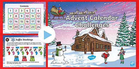 Uks2 Advent Calendar English Challenges Powerpoint Twinkl