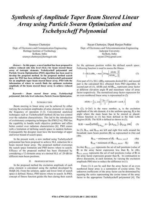 PDF Synthesis Of Amplitude Taper Beam Steered Linear Array Using