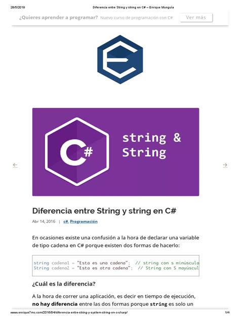 Diferencia Entre String Y String En C Enrique Munguía Pdf C