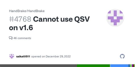 Cannot Use QSV On V1 6 Issue 4768 HandBrake HandBrake GitHub