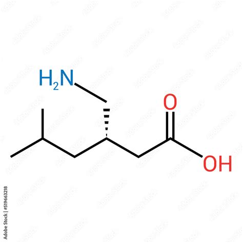 Chemical Structure Of Pregabalin C8h17no2 Stock Vector Adobe Stock