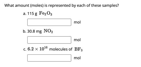 solved what amount moles ﻿is represented by each of these