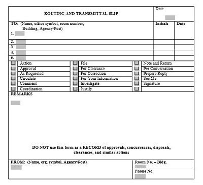 Routing Slip