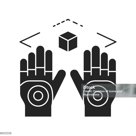 무선 가상 현실 장갑 블랙 글리프 아이콘 가상 현실 경험 혁신적인 디지털 장치 웹 페이지 모바일 앱 프로모션용 픽토그램 Ui Ux Gui 디자인 요소입니다 0명에 대한 스톡