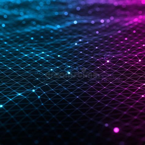 Dynamic Digital Grid Landscape Showcasing A Network Of Interconnected Lines And Stock